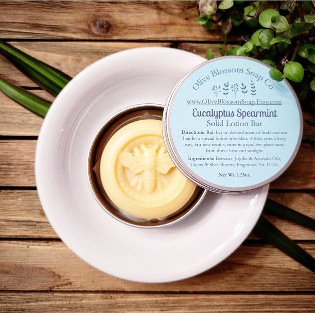 Eucalyptus Spearmint Solid Lotion Bar | Olive Blossom Soap Co.