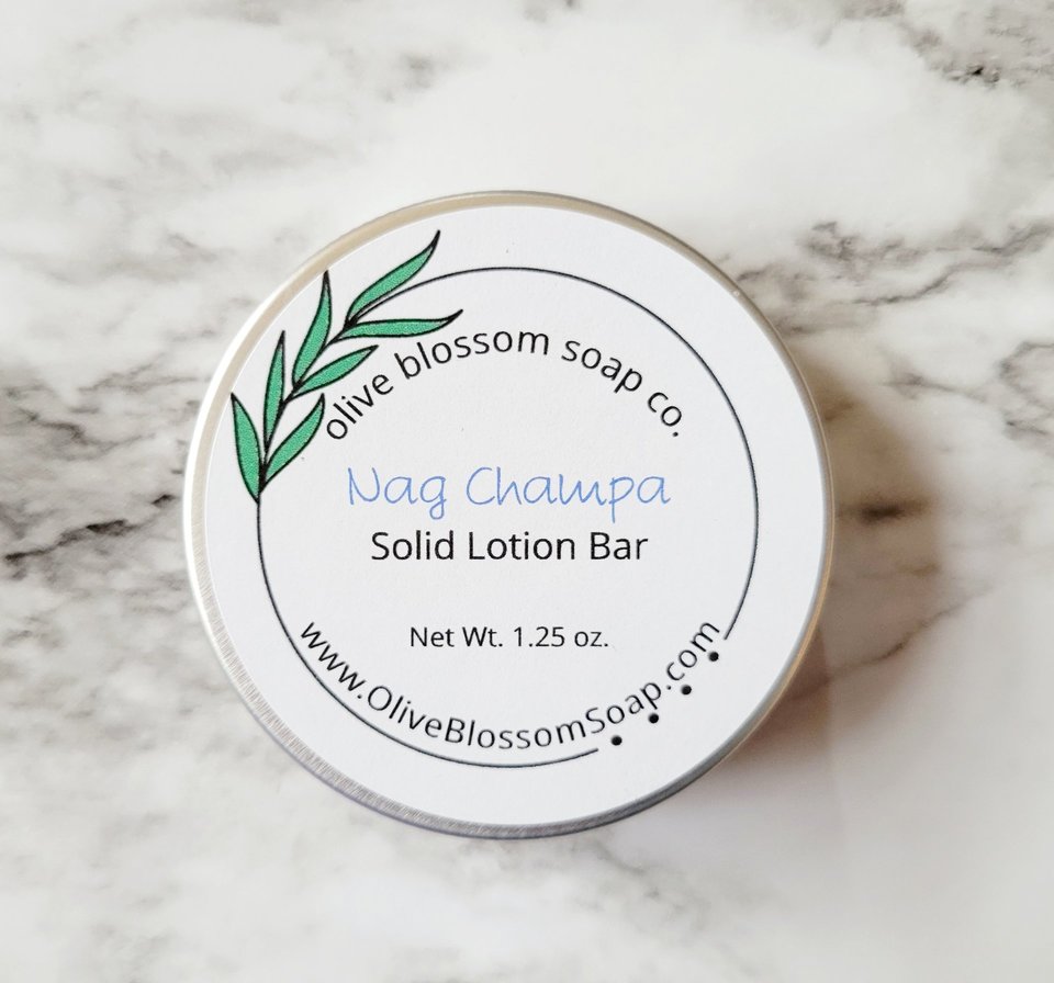 Nag Champa Solid Lotion Bar | Olive Blossom Soap Co.