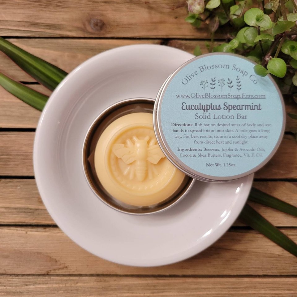 Eucalyptus Spearmint Solid Lotion Bar | Olive Blossom Soap Co.